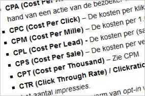 Termen en afkortingen - Adverteren bij Eisma